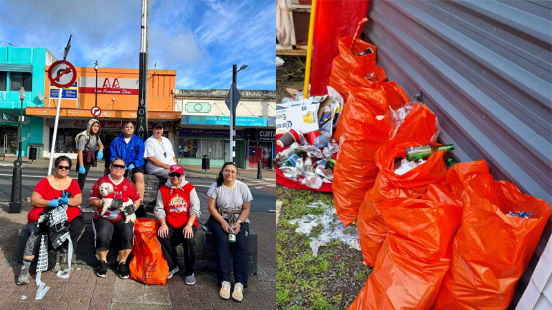 Good Samaritans clean up litter left after fans flood Ōtāhuhu streets ...